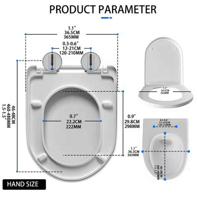D Shape Toilet Seat Soft Close Toilet Seat with Quick Release Top Fix ...