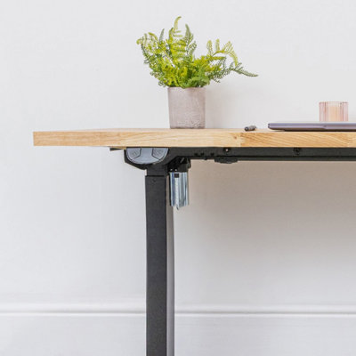 D1 Electric Standing Office Desk & Solid Oak Wood Desk Top - 1200mm x ...