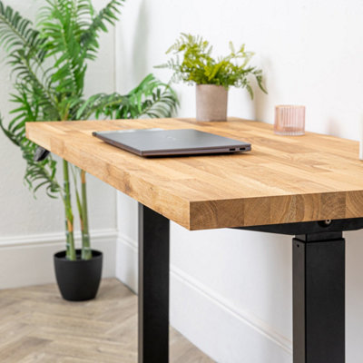 D1 Electric Standing Office Desk & Solid Oak Wood Desk Top - 1500mm x ...