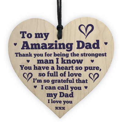 Dad Gifts Hanging Wood Heart Birthday Fathers Day Gift For Dad From ...