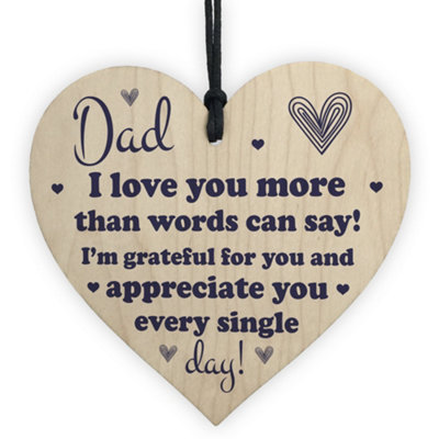 Dad Gifts Wooden Heart Fathers Day Gift For Him Thank You Dad Gift Keepsake