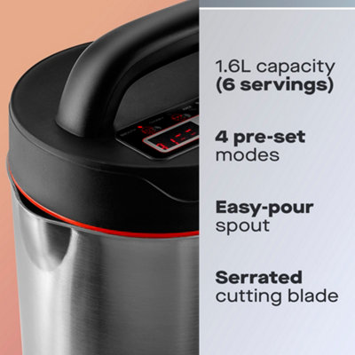 Daewoo 1.6L Soup Maker Smoothie Maker All In One 1200W Silver