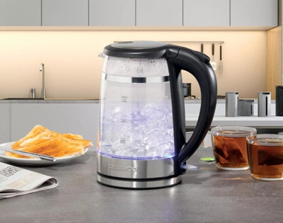 Daewoo 1.7L 3000W Matching Glass Kettle and Toaster Set 2 Slice ...