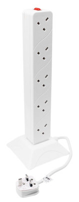 Daewoo 10 Gang 2-Sided Tower Socket Extension Lead Ten Outlet Power ...
