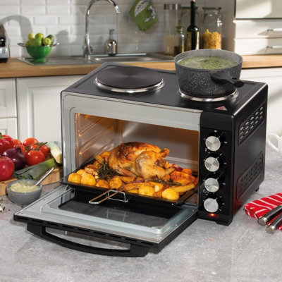 Daewoo 1500W 32L Electric Oven & 1000W & 600W Hot Plate Hobs 90-230 ...
