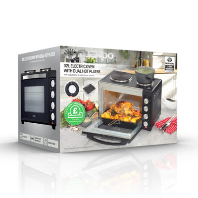 Daewoo 1500W 32L Electric Oven & 1000W & 600W Hot Plate Hobs 90-230 ...