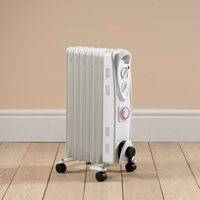 Daewoo 1500W Oil Filled Radiator 7 Fin Portable Heater With Timer 3 ...