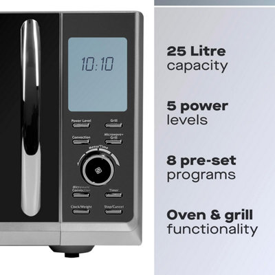 Daewoo 25L Silver Digital Combination Microwave 1950W Grill & 1950W ...