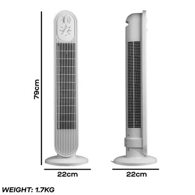 Daewoo 30 inch Slim Tower Fan Oscillating Portable Fan w 2hr Timer & 3 ...