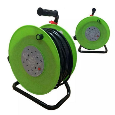 DAEWOO 4 GANG SOCKET & 50 METRE CABLE REEL HEAVY DUTY CASSETTE HANDBAG ...