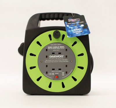 Daewoo 4 Way Socket Outlet 25m Electrical Extension Reel Cable Lead ...