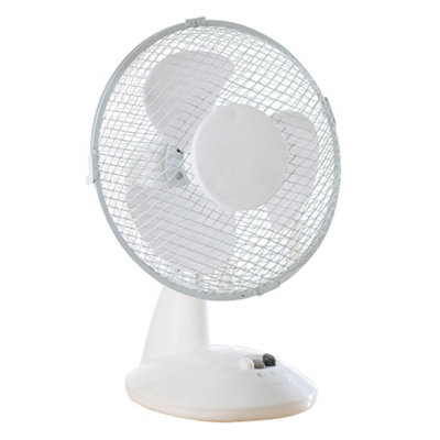 DAEWOO 9" DESK FAN OSCILLATING TILTABLE HEAD 2 SPEED WHITE