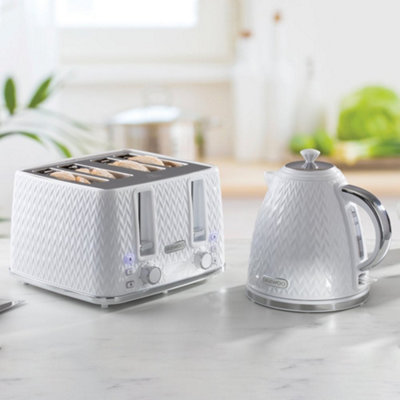 DAEWOO Argyle 3000W Retro Matching Kettle & 4-Slice Toaster Set 6 Level ...