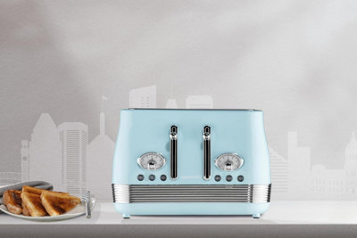 DAEWOO Baltimore 4 Slice Wide Slot Stainless Steel Toaster Retro ...