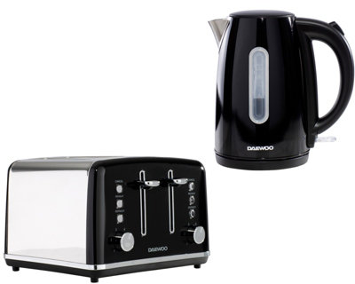 Daewoo Black Kensington Retro Matching Stainless Steel 4 Slice Toaster ...