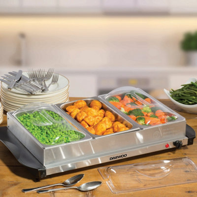 Daewoo Buffet Server 200W Electric Food Plate Warmer 3 X 1.2L Serving ...