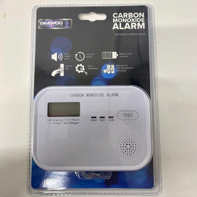 Daewoo Carbon Monoxide Detector Alarm 10 Year Sealed Battery CO Sensor ...