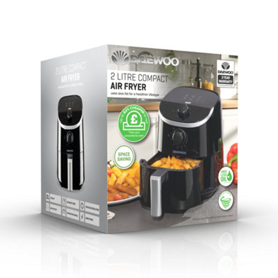 Daewoo Compact Air Fryer 2 Litre Mini 900W Dial Control Black