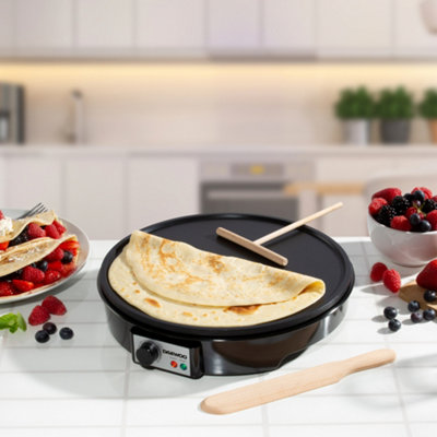 Daewoo Crepe Maker Electric Pancake Hot Plate Non Stick 1000W Black ...