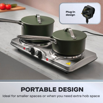 Daewoo Double Electric Hot Plate Table Top Cooking Hob Portable Counter ...