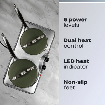 Daewoo Double Electric Hot Plate Table Top Cooking Hob Portable Counter ...