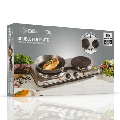 Daewoo Double Electric Hot Plate Table Top Cooking Hob Portable Counter ...