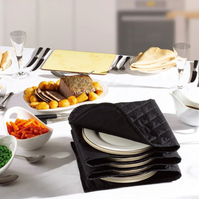 Daewoo Electric Dinner Plate Warmer Serving Cloth Fabric 12 Piece Black
