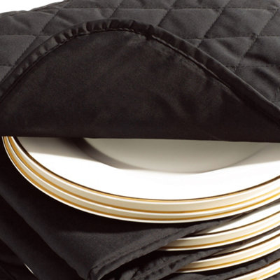 Daewoo Electric Dinner Plate Warmer Serving Cloth Fabric 12 Piece Black