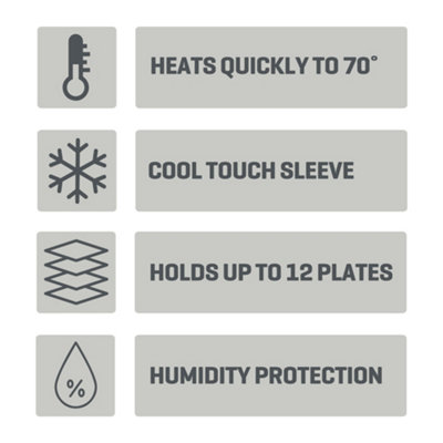 Daewoo Electric Dinner Plate Warmer Serving Cloth Fabric 12 Piece Black