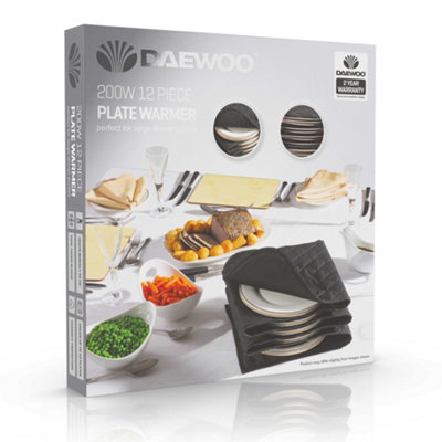 Daewoo Electric Dinner Plate Warmer Serving Cloth Fabric 12 Piece Black