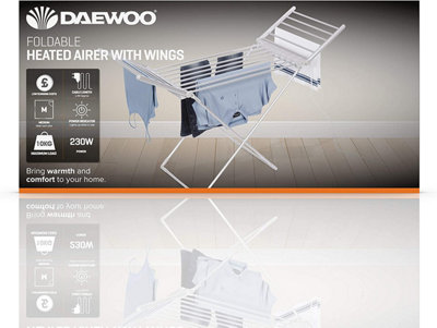 Daewoo Foldable Portable Heated Clothes Airer - 230W