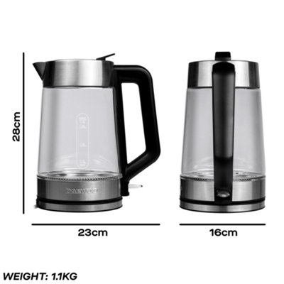 Daewoo Glass Kettle With Blue LED Cordless 3KW Rapid Boil 1.7L Easy Fill