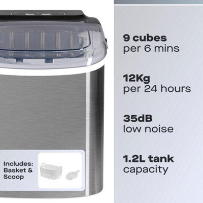 Daewoo Ice Cube Maker Machine 1.2L Tank Stainless Steel 12Kg Ice Self ...