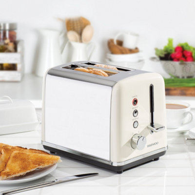 Daewoo Kensington SDA1582GE Cream 2 Slice Toaster With Reheat Function