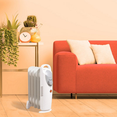 Daewoo Mini Oil Filled Radiator 650W 5 Fin Portable Heater Adjustable ...