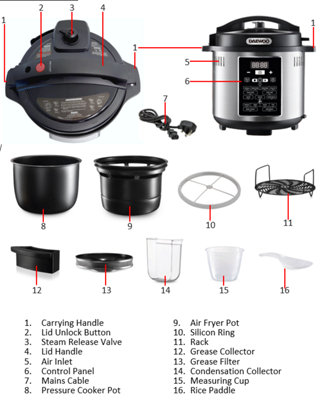 Daewoo Multipurpose 13-in-1 Large 6L Digital Electric Pressure Multi ...