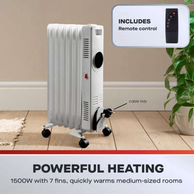 Daewoo Oil Filled Radiator 7 Fin 1500W Portable Heater LCD Digital ...