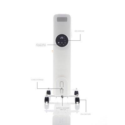 Daewoo Oil Filled Radiator 7 Fin 1500W Portable Heater LCD Digital ...