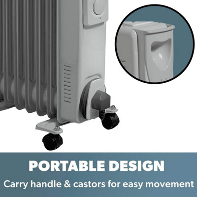 Daewoo Oil Filled Radiator 9 Fin 2000W Portable Heater Adjustable ...