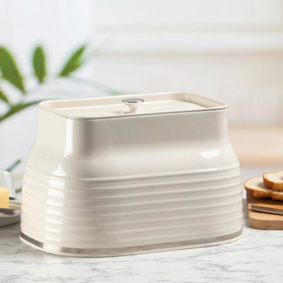 Daewoo Sienna Bread Bin Metal Large Kitchen Chest Storage With Lid Cream