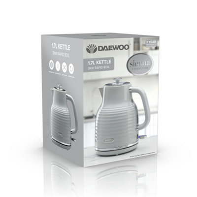 Daewoo Sienna Cordless Jug Kettle 1.7 Litre Rapid Boil Grey SDA2481GE