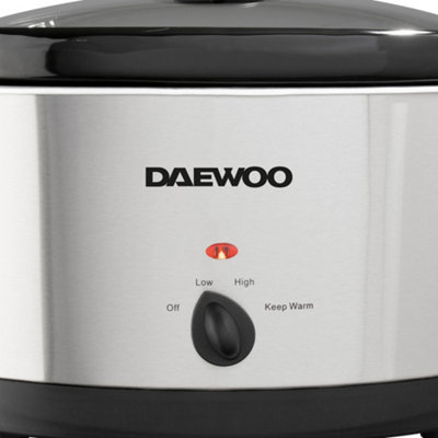 Daewoo Slow Cooker 6.5 Litre With 3 Heat settings Easy Clean Silver ...