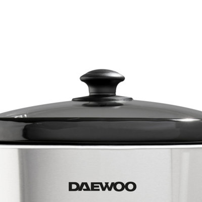 Daewoo Slow Cooker 6.5 Litre With 3 Heat settings Easy Clean Silver ...
