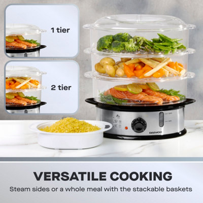 Daewoo Stainless Steel 3 Tier Food Steamer Electric Cooker With Rice ...