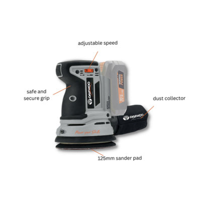Daewoo U-FORCE Series 18V Cordless Orbital Sander 125mm + 2 x 2.0Ah ...
