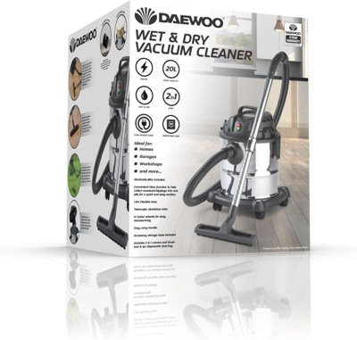 Daewoo Wet & Dry Cylinder Vacuum Cleaner 1000W 20L Dust Tank Outdoor Indoor