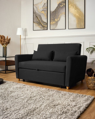 Dahlia Black 2 Seater Pull Out Sofa Bed Convertible Sleeper Sofa