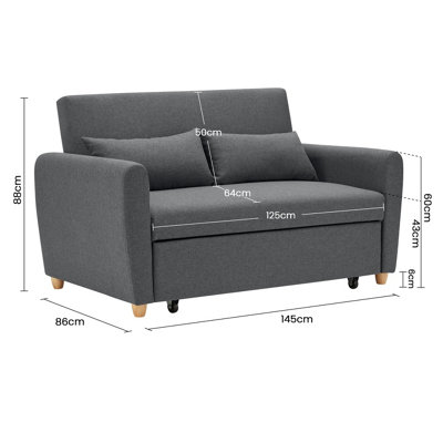 Dahlia Dark Grey 2-Seater Pull Out Sofa Bed - Convertible Sleeper Sofa