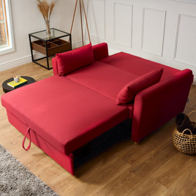 Dahlia Red 2 Seater Pull Out Sofa Bed - Convertible Sleeper Sofa