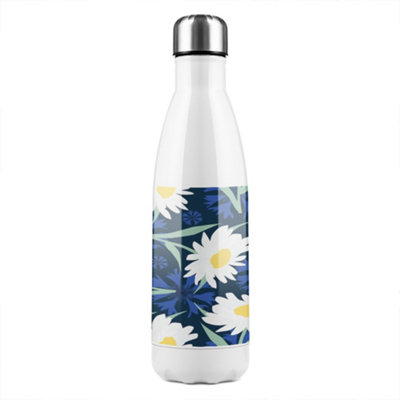 Daisies On Navy Stainless Steel Bottle Designer Style